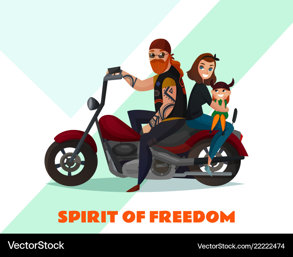 Bikers family cartoon Royalty Free Vector Image
