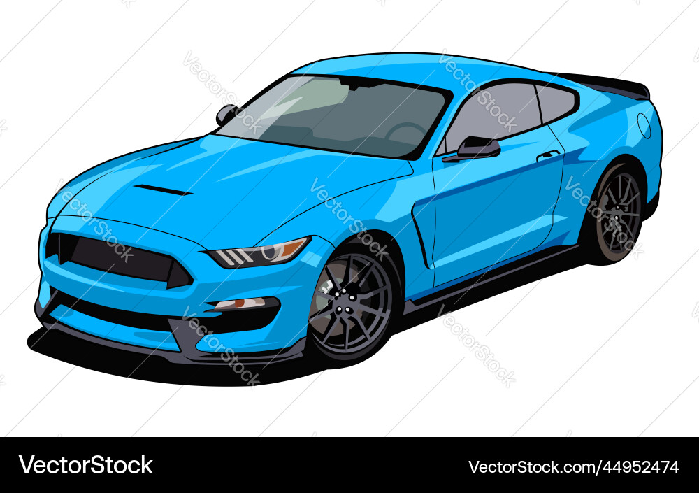 Blue race car fron view Royalty Free Vector Image