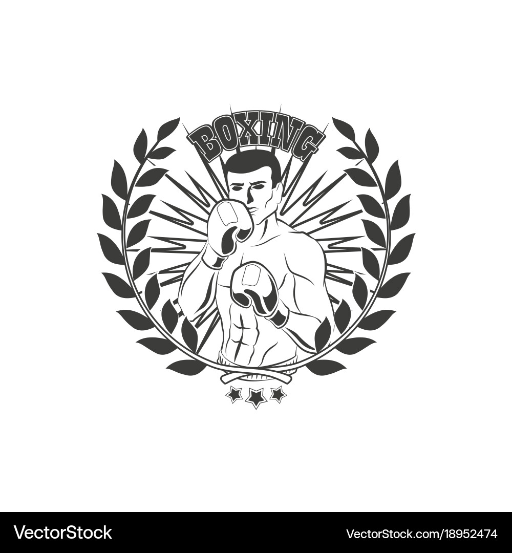 Boxen Club Logo-Ikone mit Mann Lizenzfreies Vektorbild