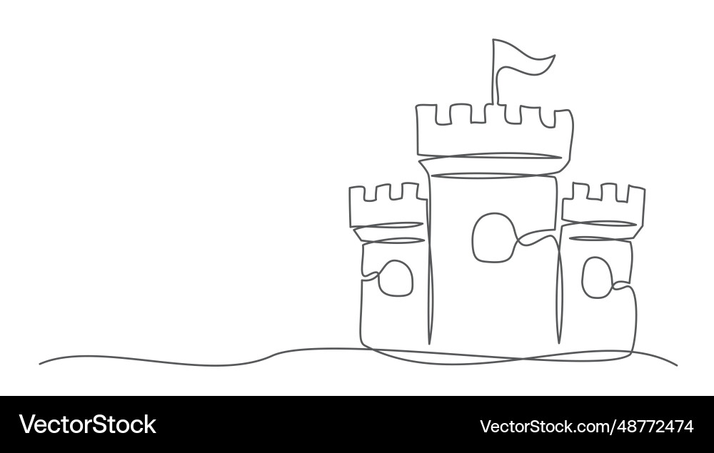 Schloss eine Linie Zeichnung isoliert auf weiß Vektorbild