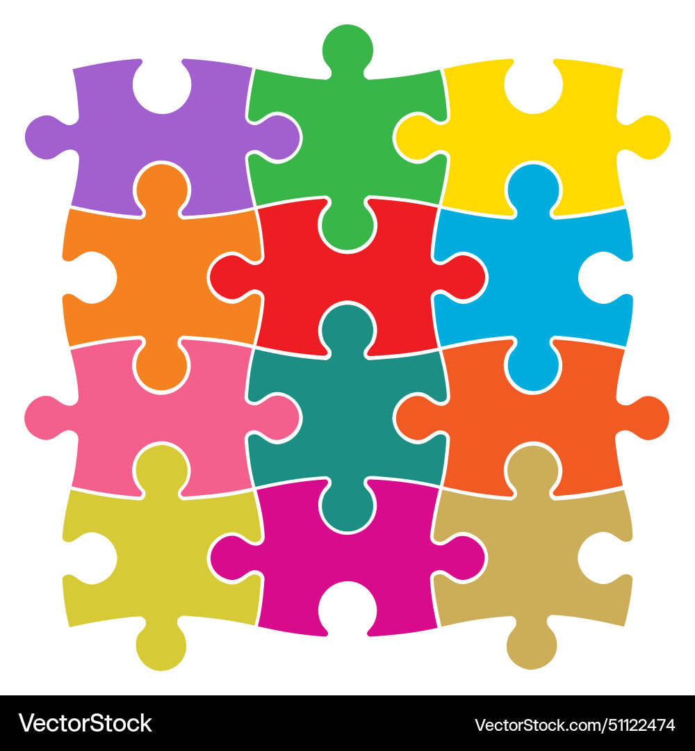 Colored jigsaw puzzle pieces Royalty Free Vector Image