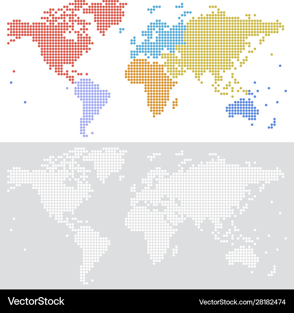 Dotted halftone map world Royalty Free Vector Image