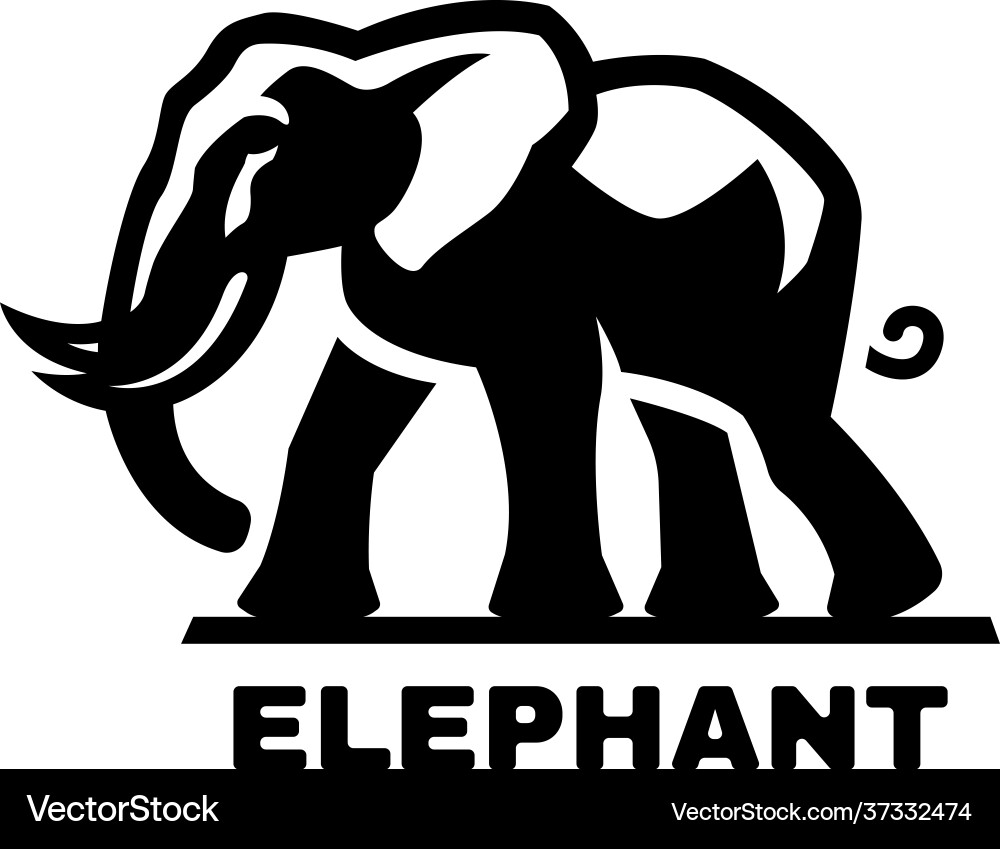 Elephant symbol logo black white style Royalty Free Vector