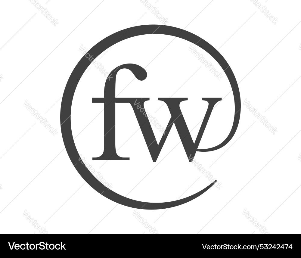 Fw logo from two letter with circle shape email Vector Image