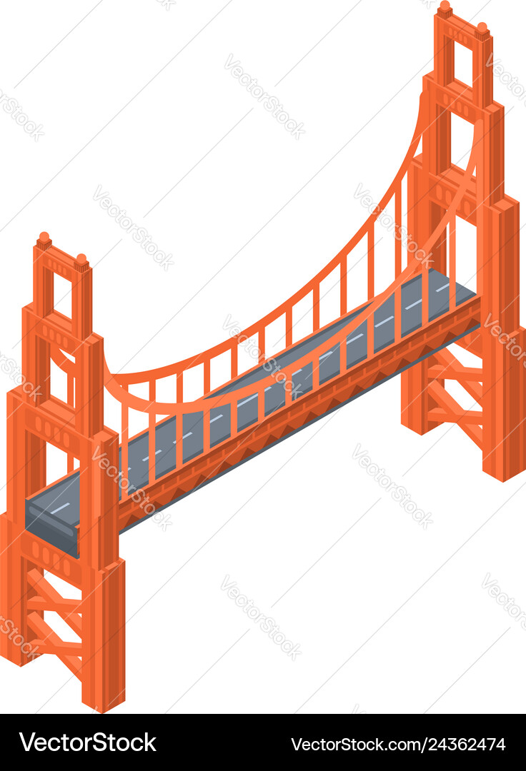 Golden gate bridge icon isometric style Royalty Free Vector
