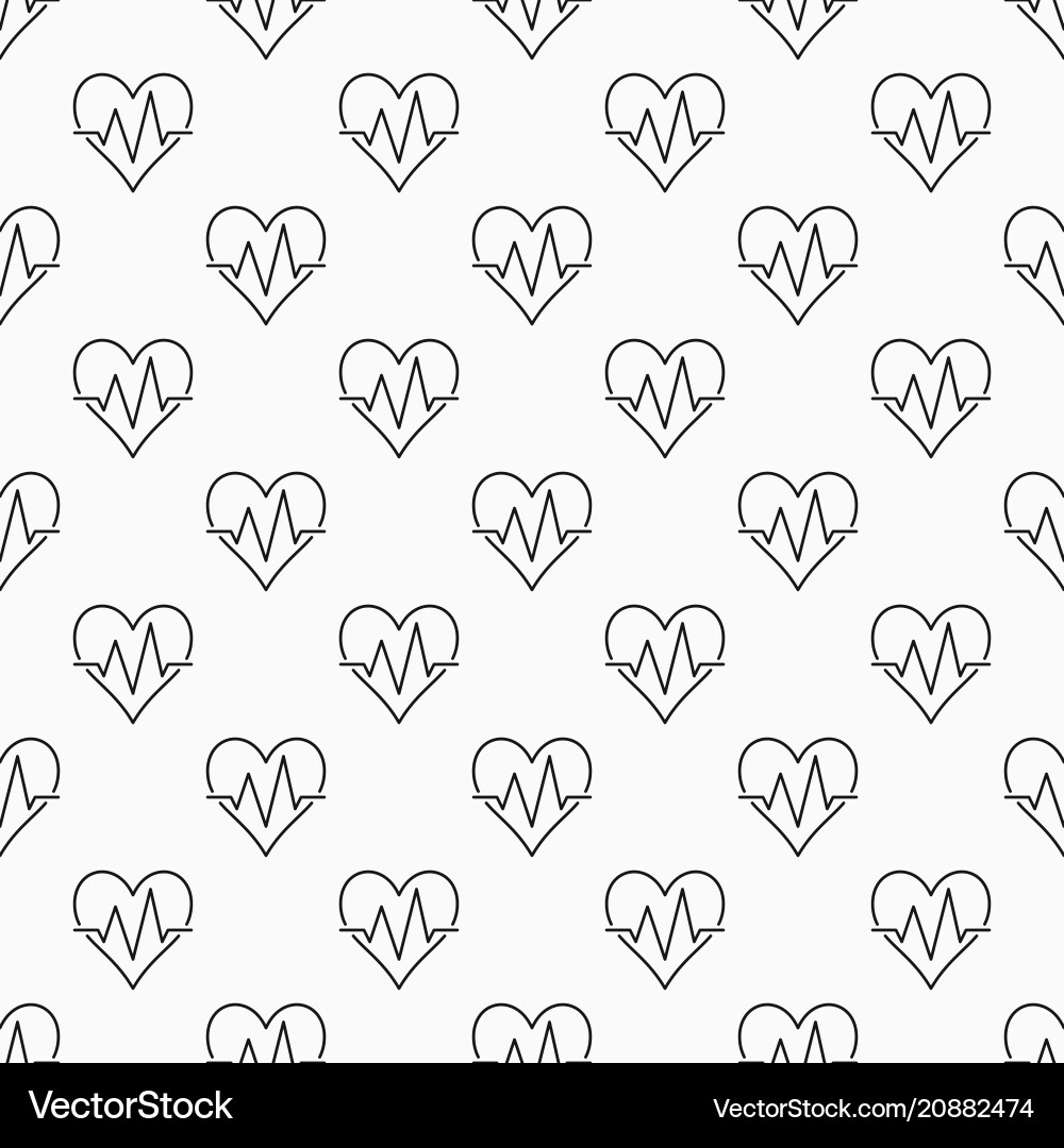 Heart pulse seamless minimal pattern Royalty Free Vector