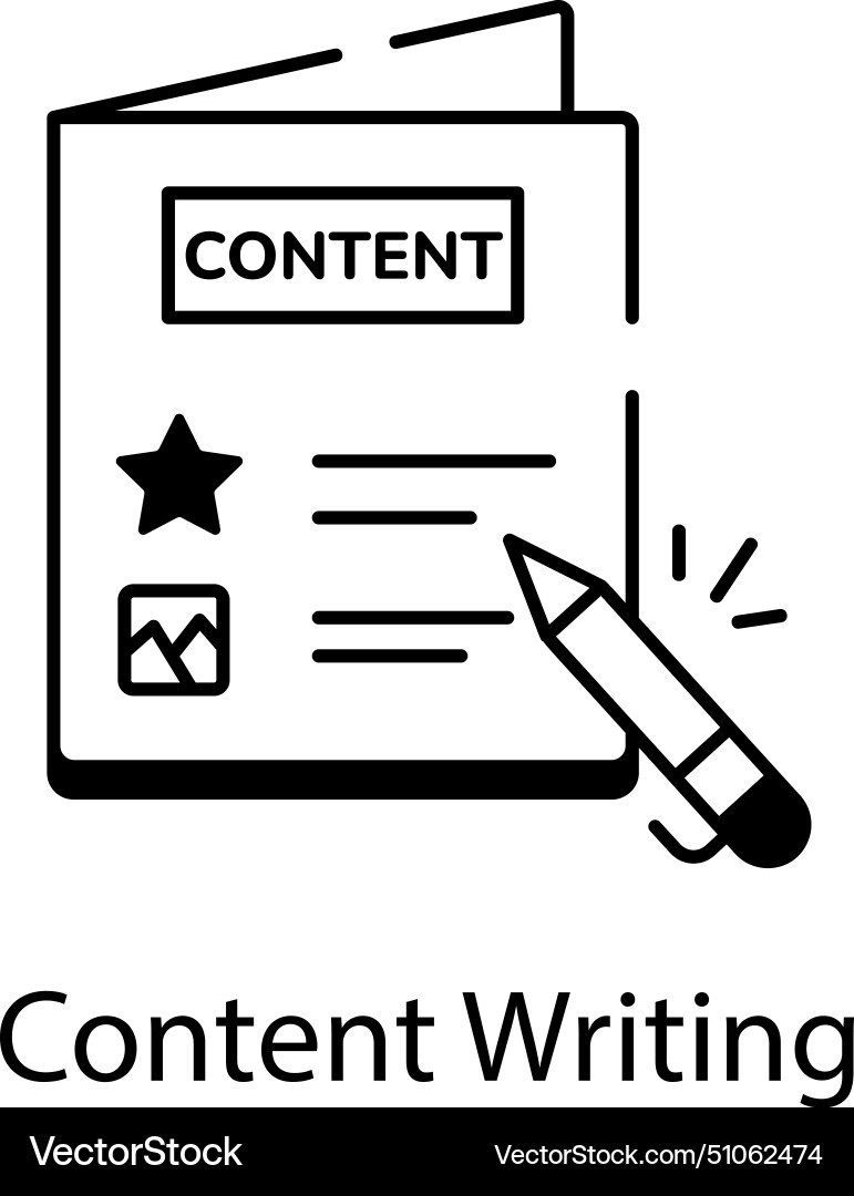 Linear icons depicting creative writing Royalty Free Vector