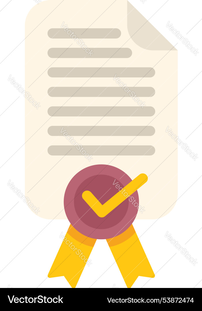 Official document with signature and ribbon Vector Image