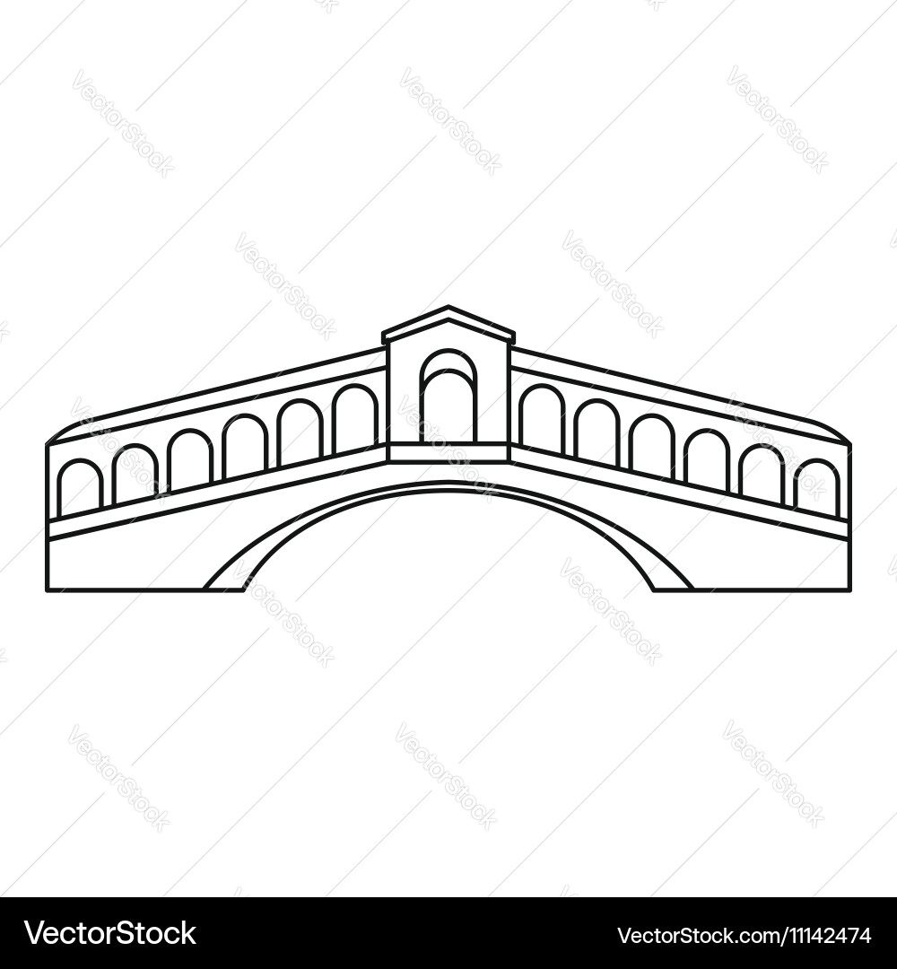 Rialto bridge in venice icon outline style Vector Image