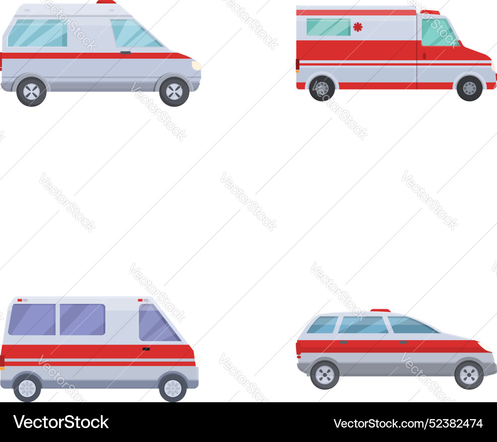 Set of various emergency ambulances Royalty Free Vector