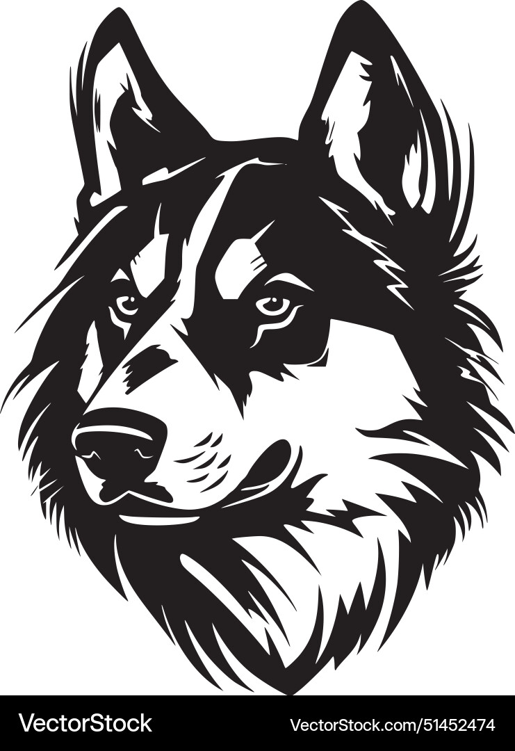 Siberian husky - black and white isolated icon Vector Image