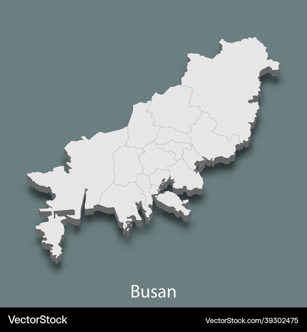 3D Isometric Map of Busan Royalty Free Vector Image