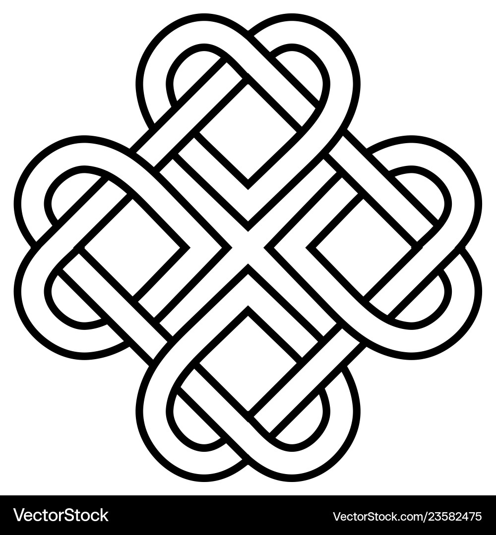 Ancient symbol love knot twisted heart Royalty Free Vector