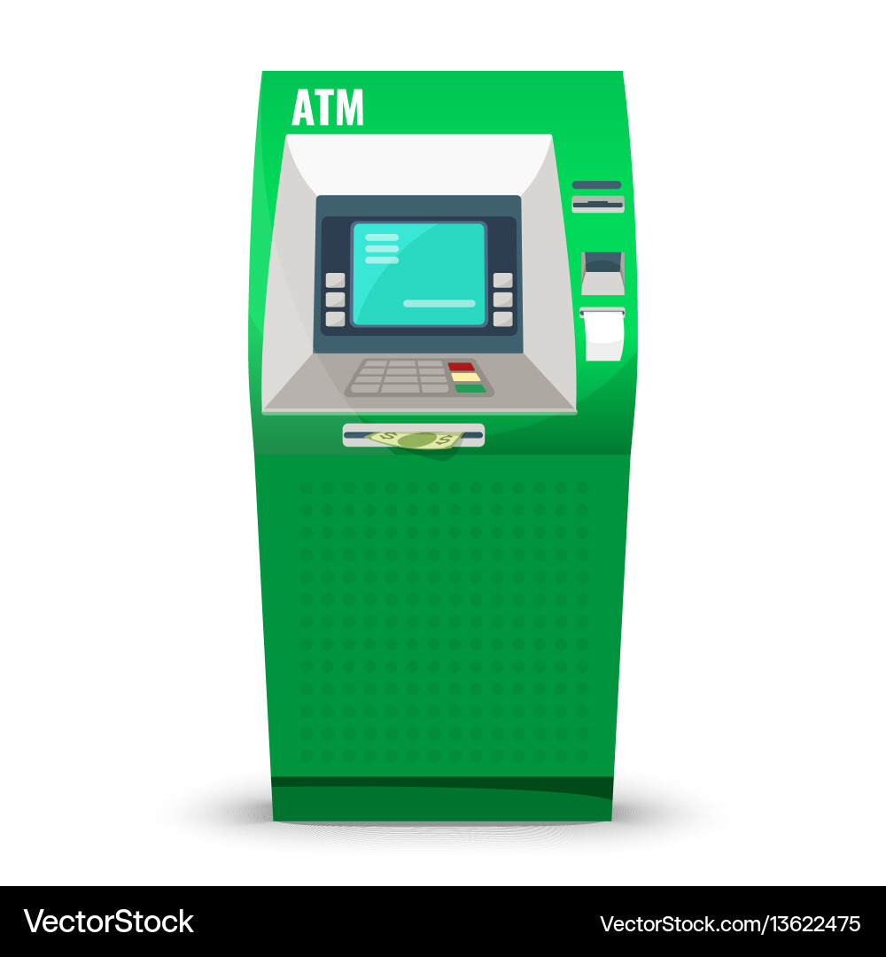 Automatic teller machine isolated on white Vector Image