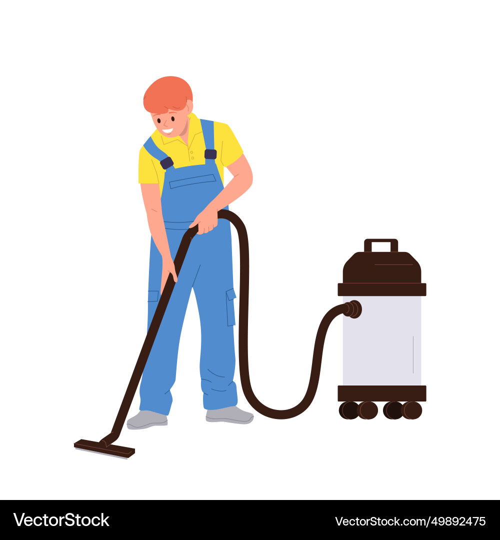 Carwash service worker cartoon character using Vector Image