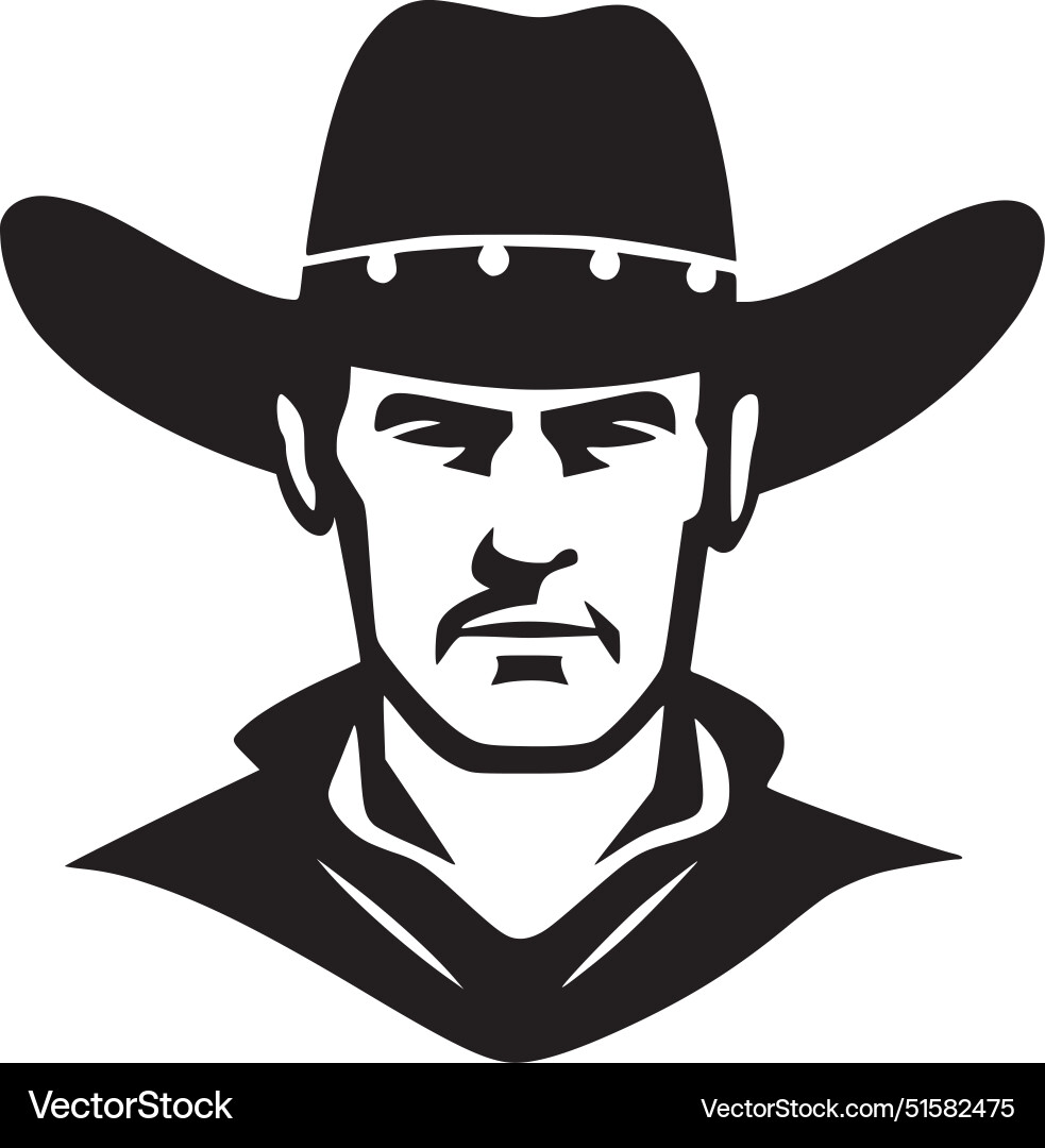 Cowboy - minimalist and flat logo Royalty Free Vector Image