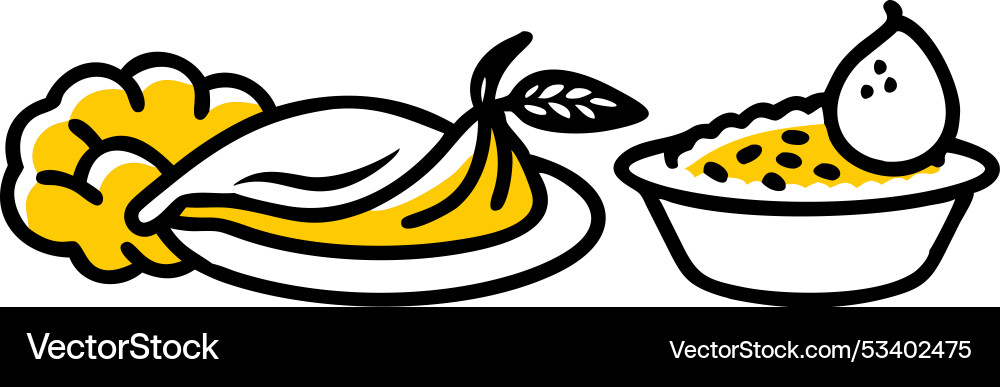 Doodle traditional thanksgiving feast icon set Vector Image