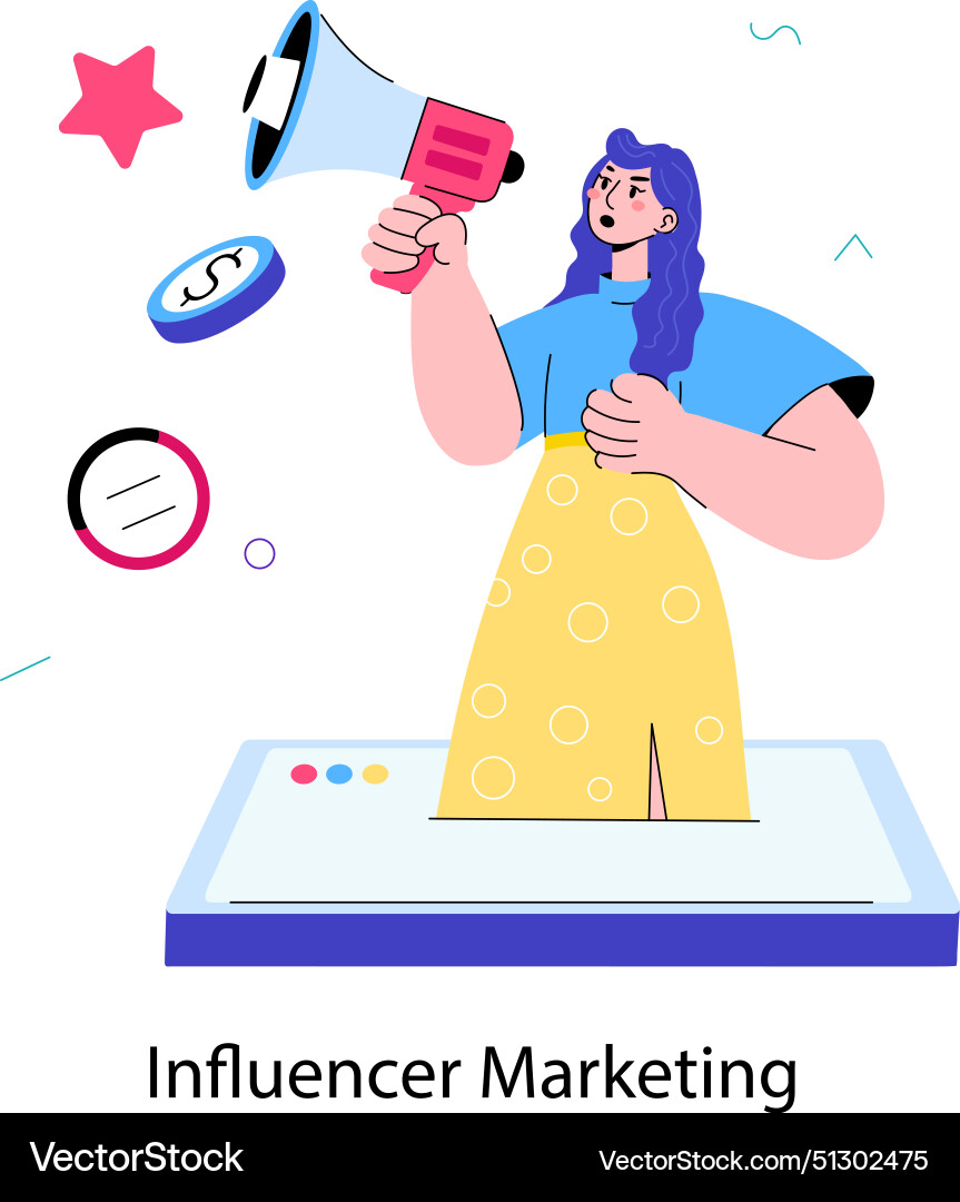 Influencer marketing Royalty Free Vector Image
