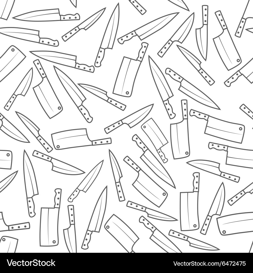 Kitchen knives seamless pattern Royalty Free Vector Image