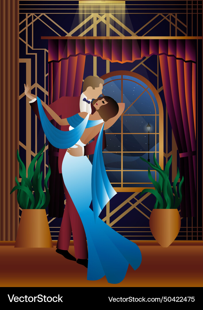 Man and woman dancing window Royalty Free Vector Image