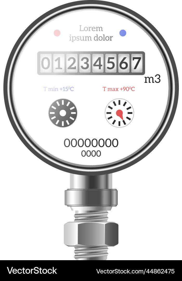 Pipe water meter composition Royalty Free Vector Image