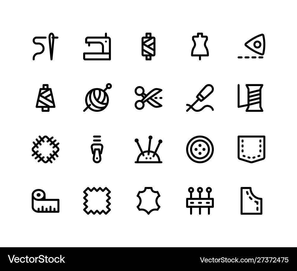 Sewing line icons Royalty Free Vector Image - VectorStock