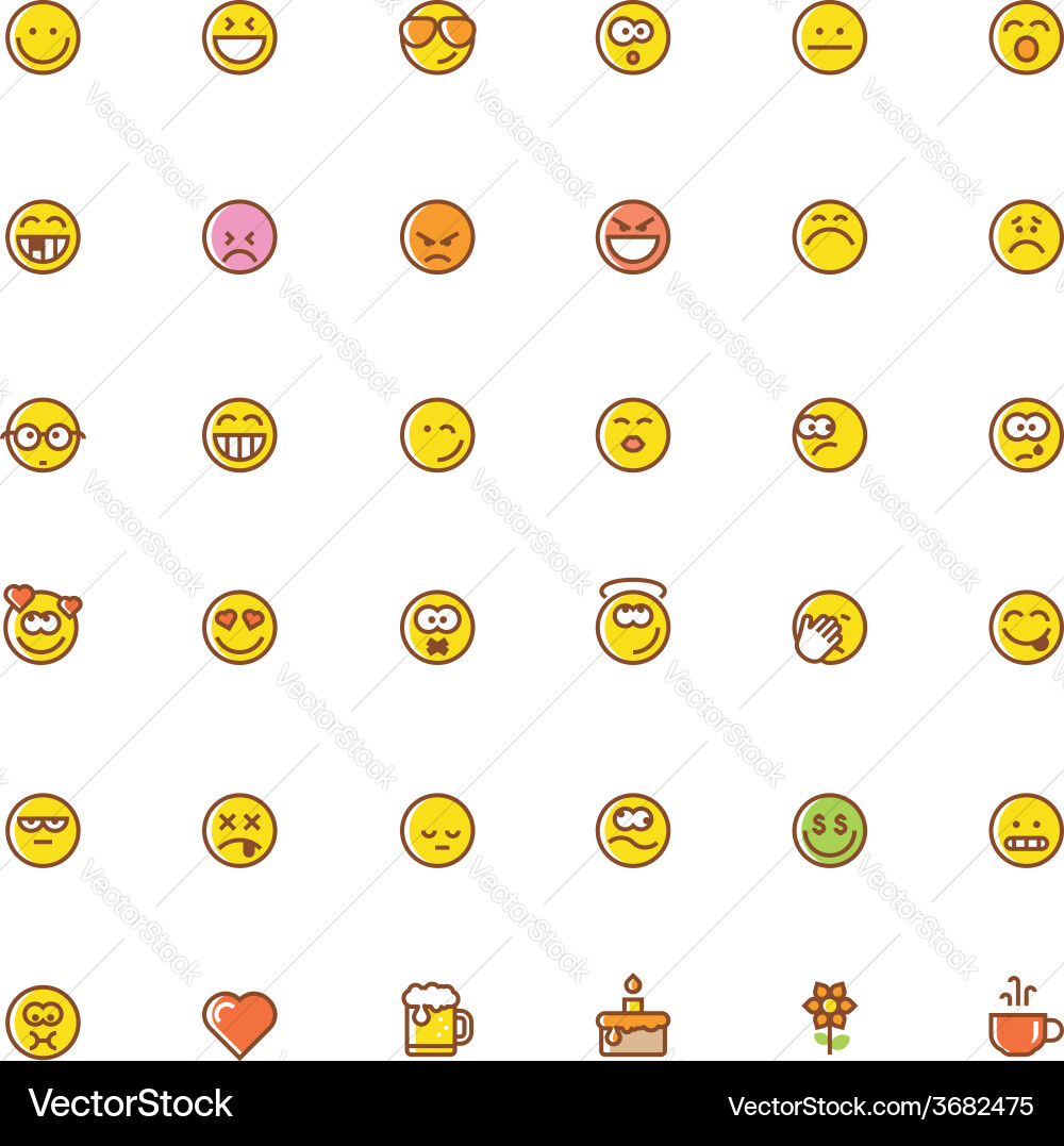 Smiling Faces Icon Set Royalty Free Vector Image