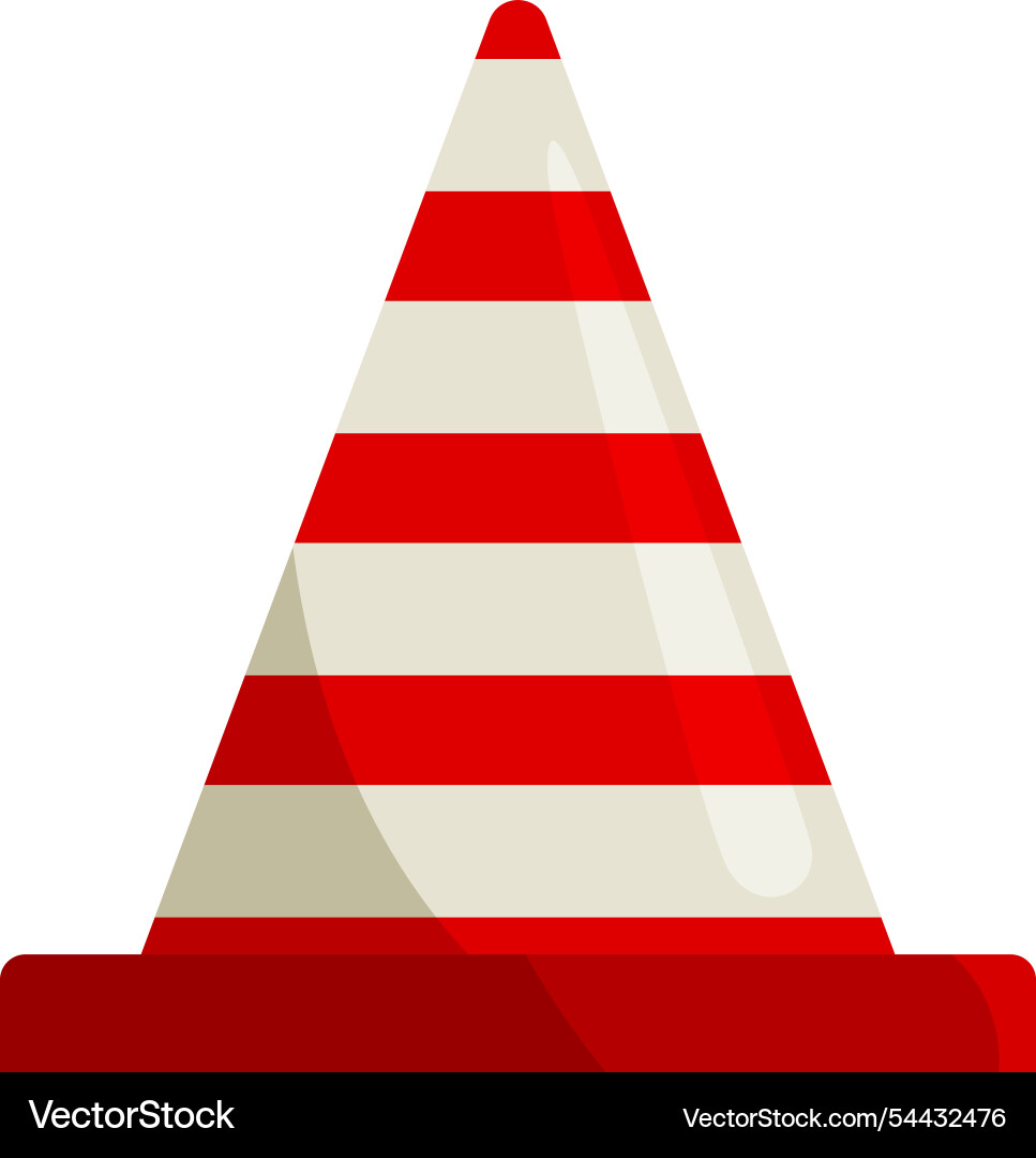 A red and white striped cone with tip Royalty Free Vector