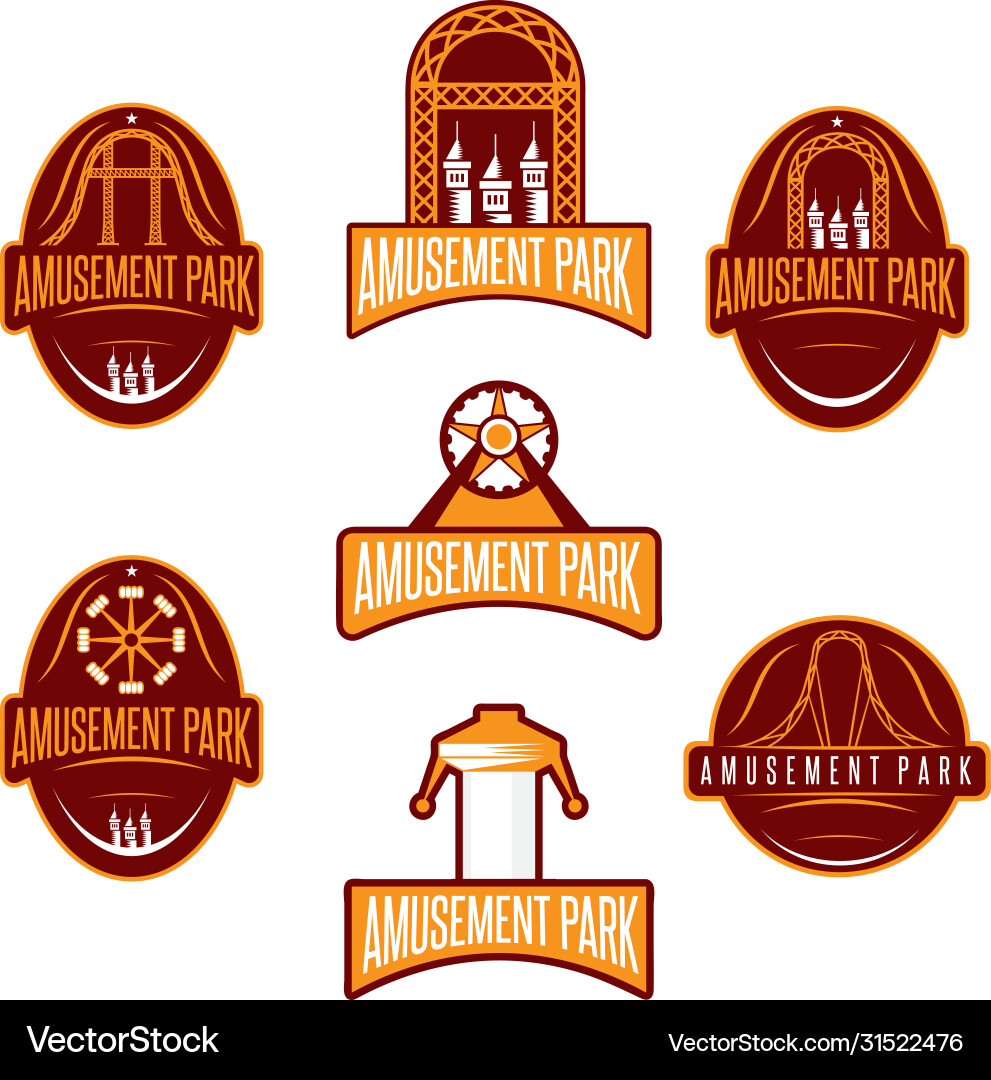 Amusement park sport labels set design template Vector Image