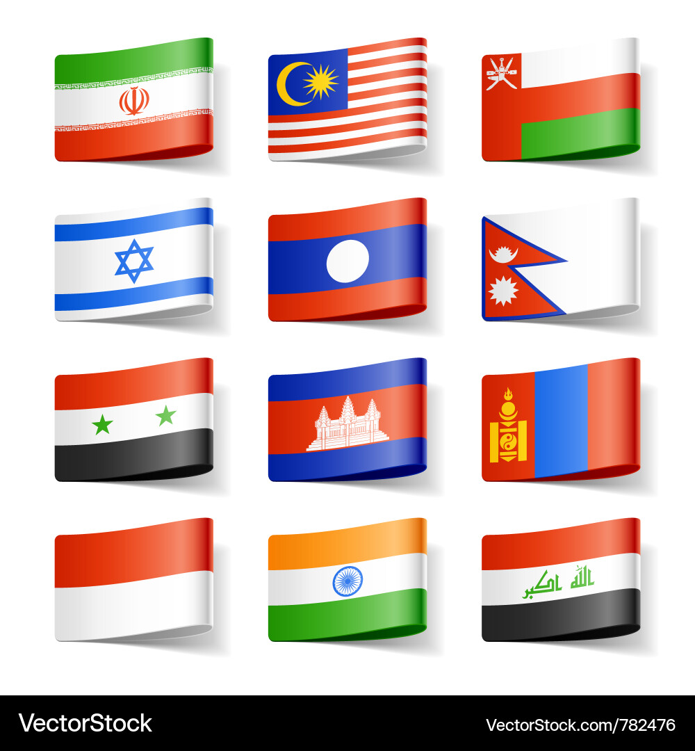 Asia flags Royalty Free Vector Image - VectorStock