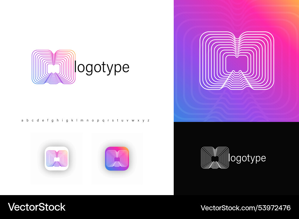 Mischlinien in Buchstabe m gerundete geometrische Vektorbild
