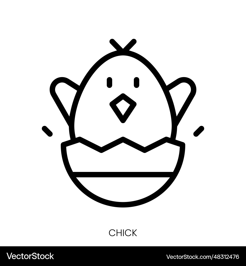 Charming Chick Line Art Icon Royalty Free Vector Image
