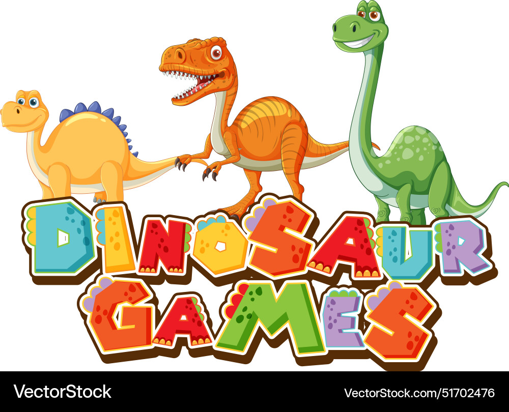 Colorful dinosaurs with playful text design Vector Image