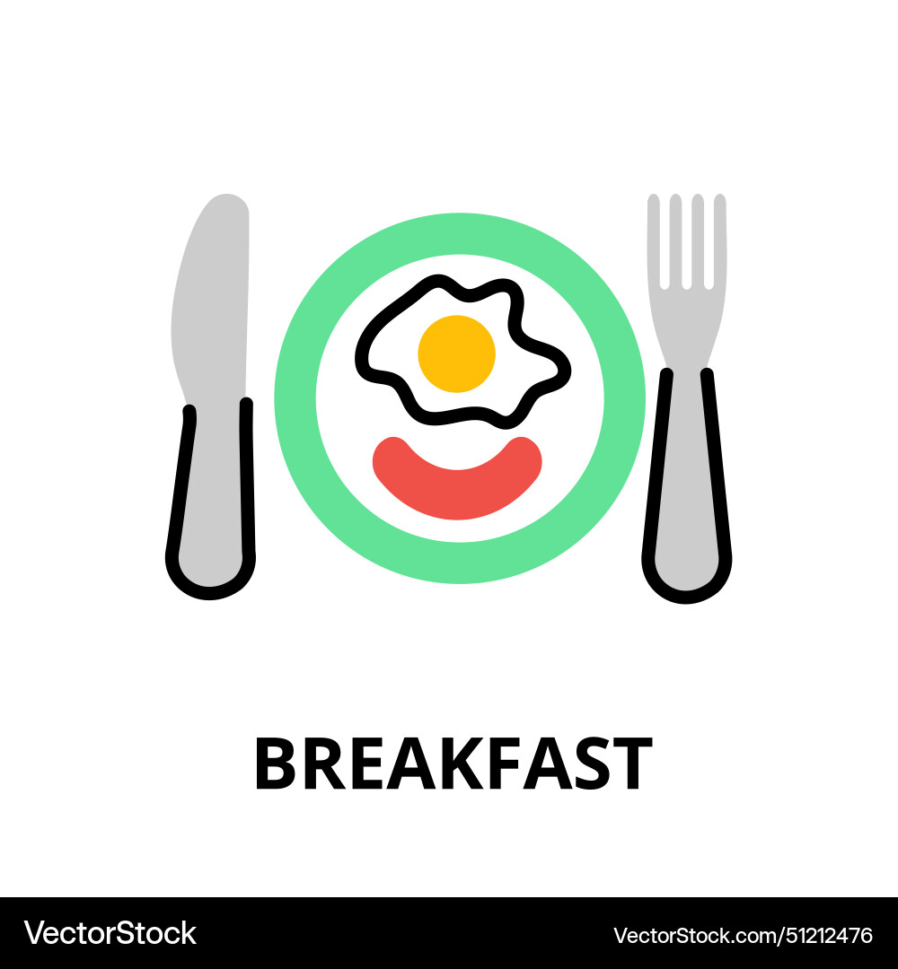 Concept of breakfast icon flat line design Vector Image