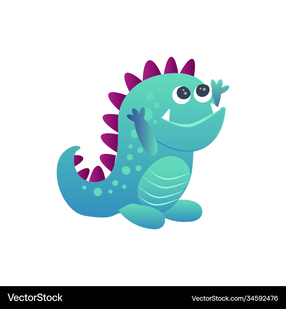 Cute Blue Dragon Monster Royalty Free Vector Image