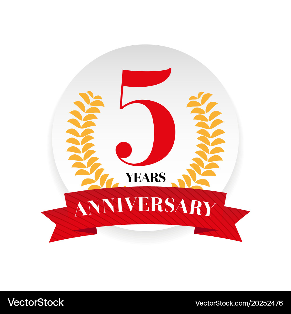 Fifth Anniversary Celebration Badge Royalty Free Vector