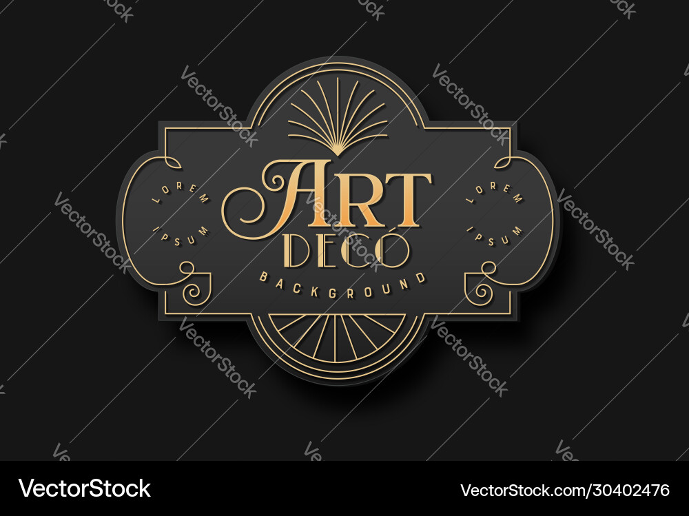 Gold black art deco label template in 3d isolated Vector Image