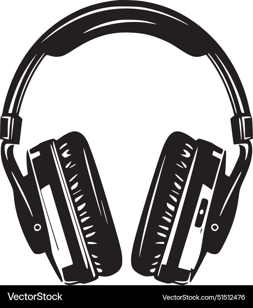 Headphone - black and white isolated icon Vector Image