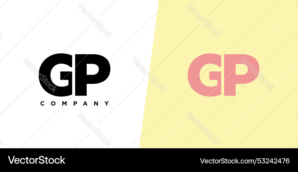 Letter g and p gp logo design template minimal Vector Image