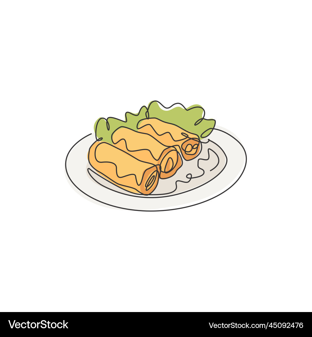 One continuous line drawing of fresh delicious Vector Image