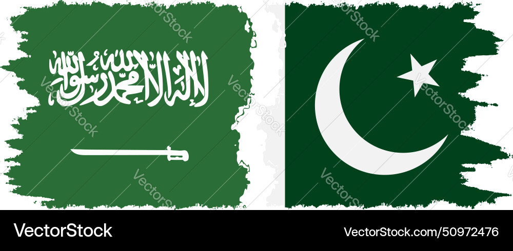 Pakistan and saudi arabia grunge flags connection Vector Image