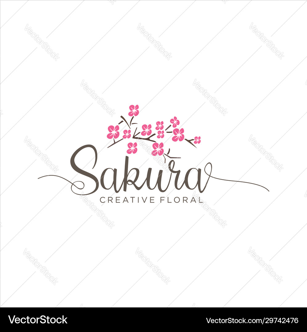 Sakura logo design stock blossom Royalty Free Vector Image