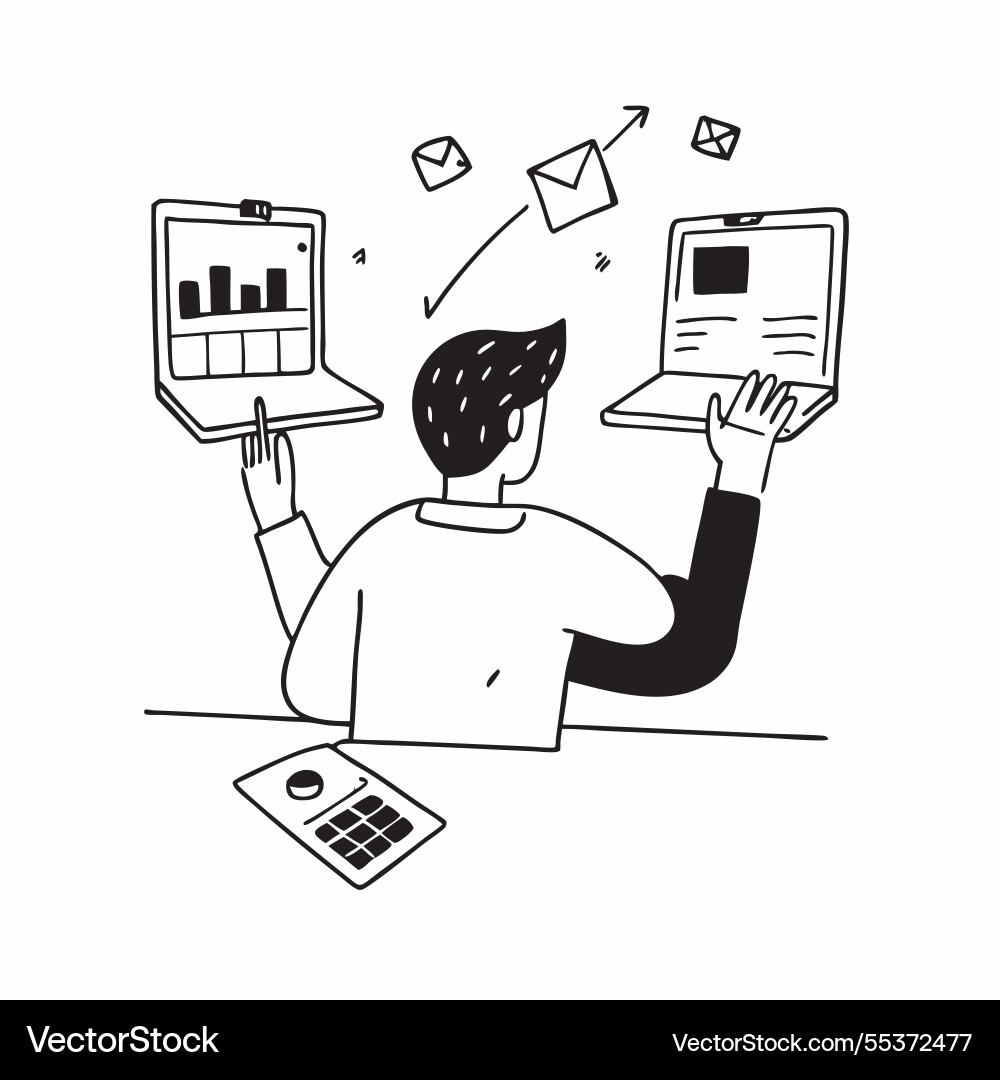 2d Minimalize As Stock Trader Monitoring Live Vector Image