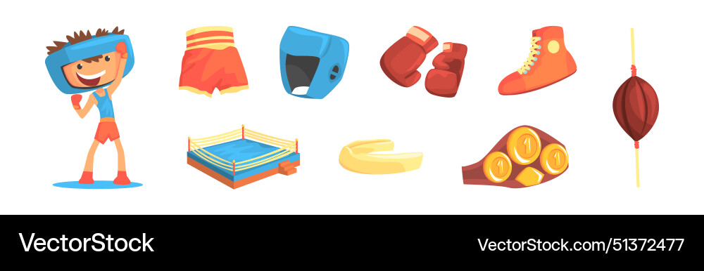Boxing object and attributes for fight Royalty Free Vector