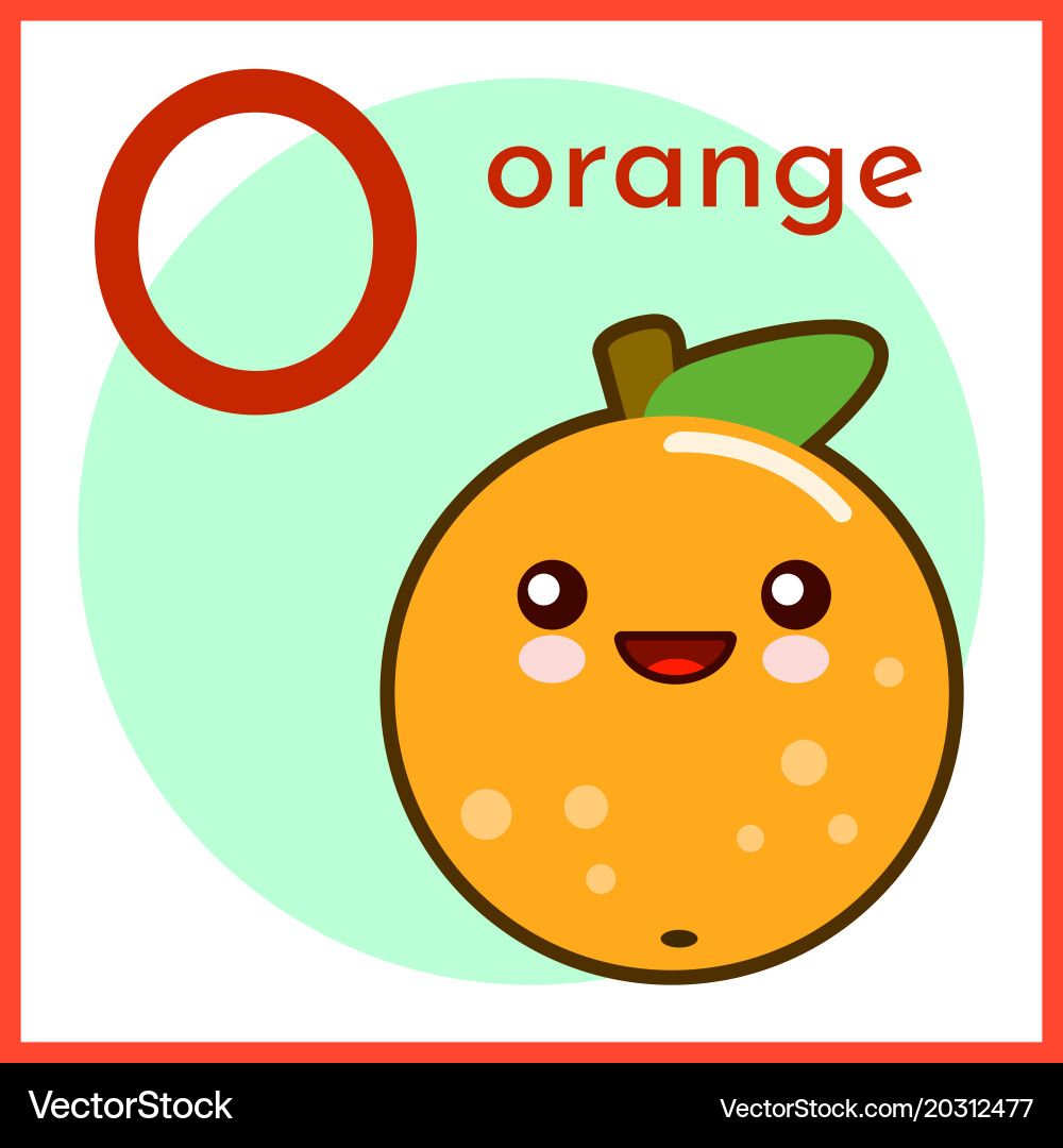 Cartoon fruit alphabet flashcard o is for orange Vector Image