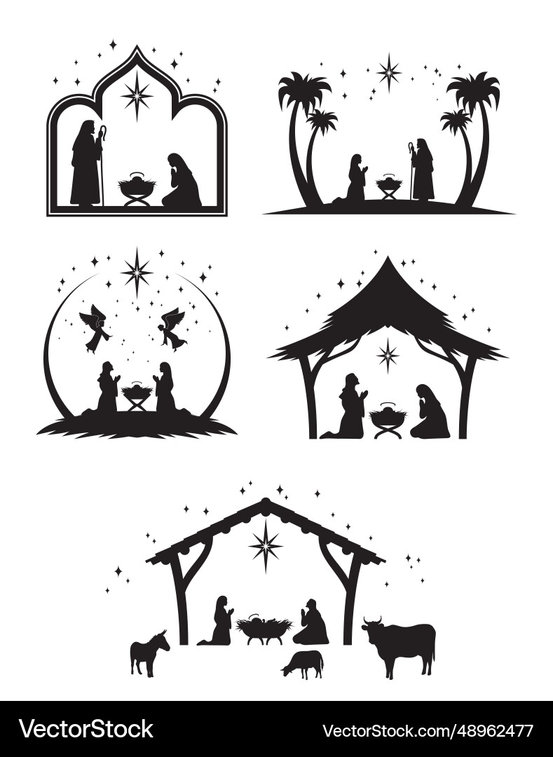 Christian characters holy night sacred religious Vector Image