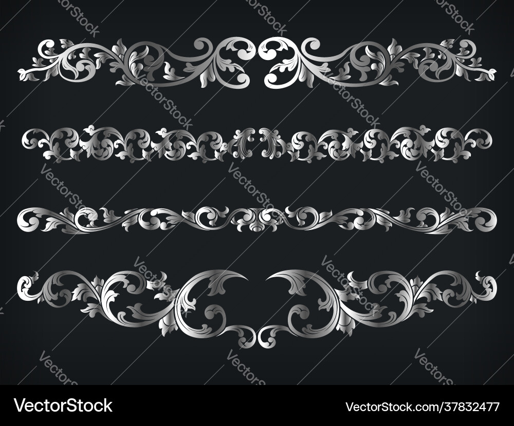 Divider silver frame victorian ornamental line Vector Image