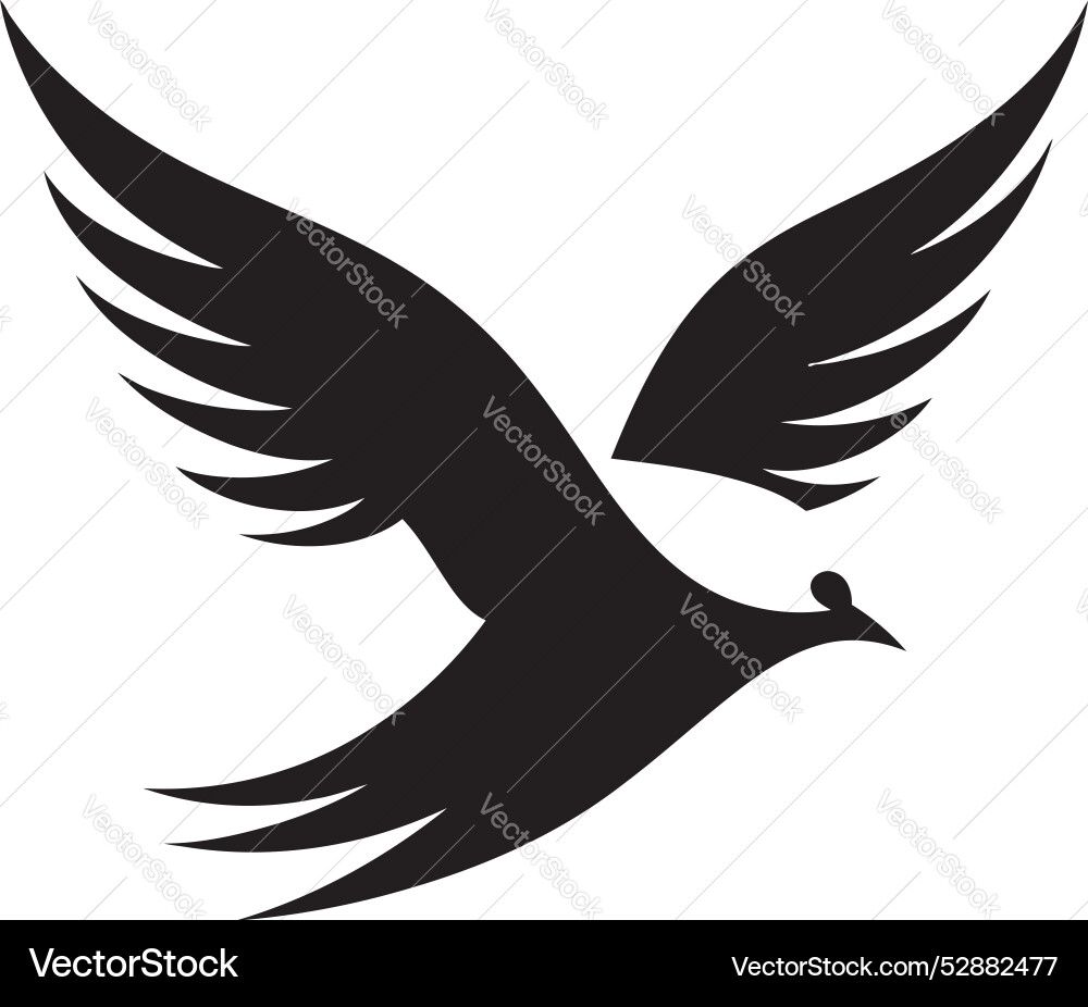 Eagle in silhouette crows vigil emblem Royalty Free Vector