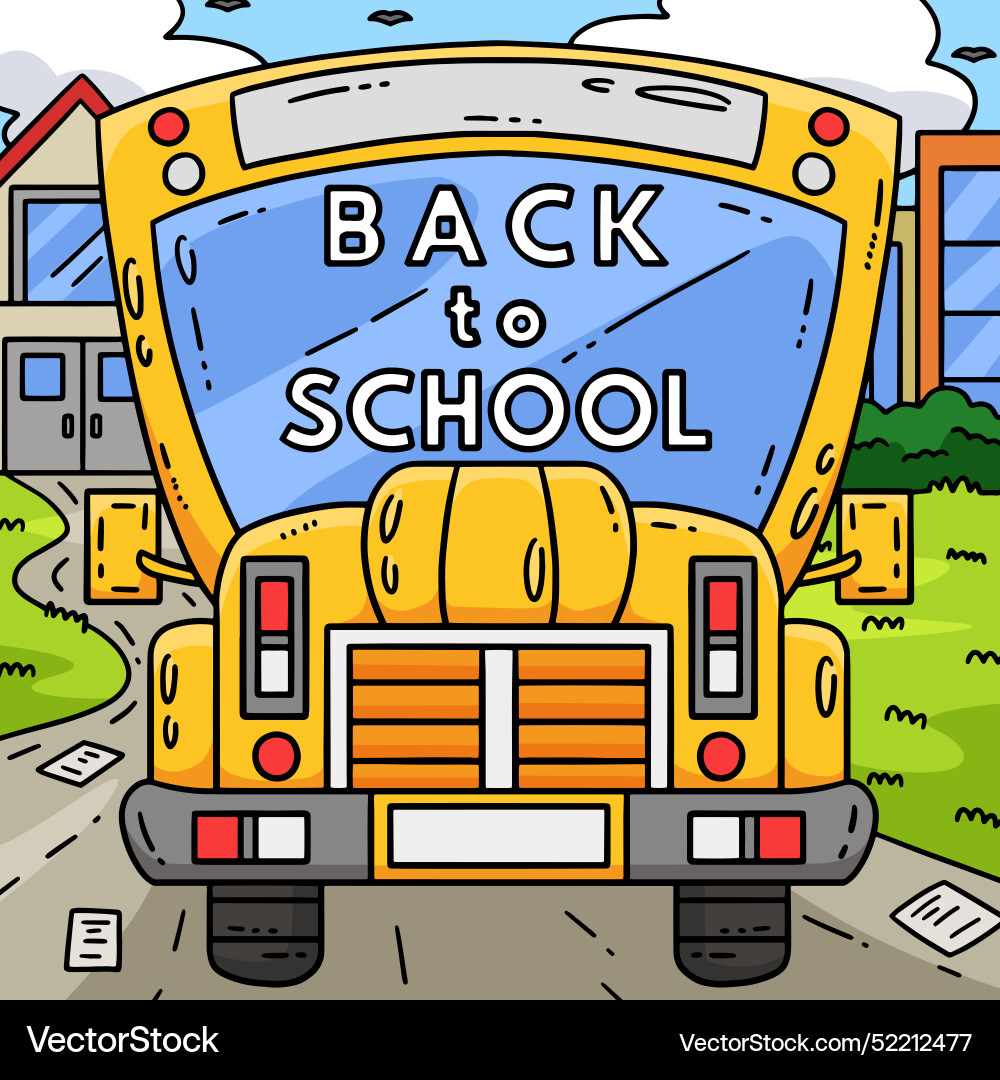 First day of school back to bus colored Royalty Free Vector