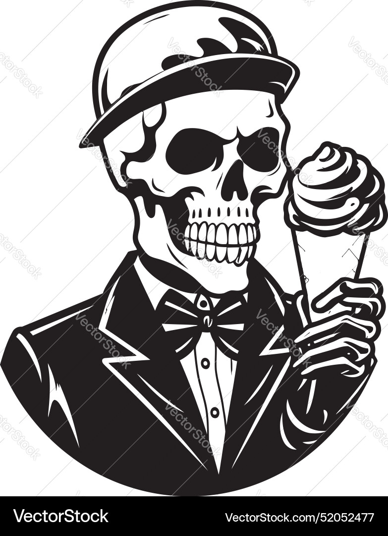 Frozen delights skeleton with soft ice cream Vector Image